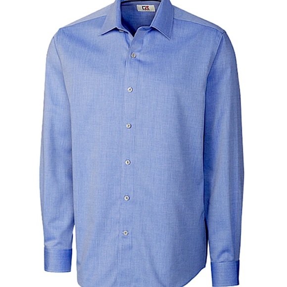 Cutter & Buck | Shirts | Nwt Cutter Buck Mens Blue Herringbone Easycare ...